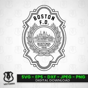 Boston Massachusetts Fire Department Firefighter Badge SVG Vector Files ...