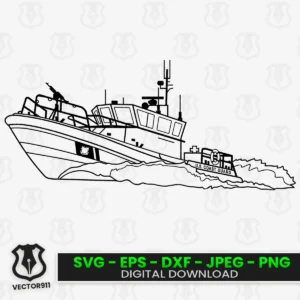 Coast Guard 45' RBM Response Boat Medium Side Profile Artwork SVG ...