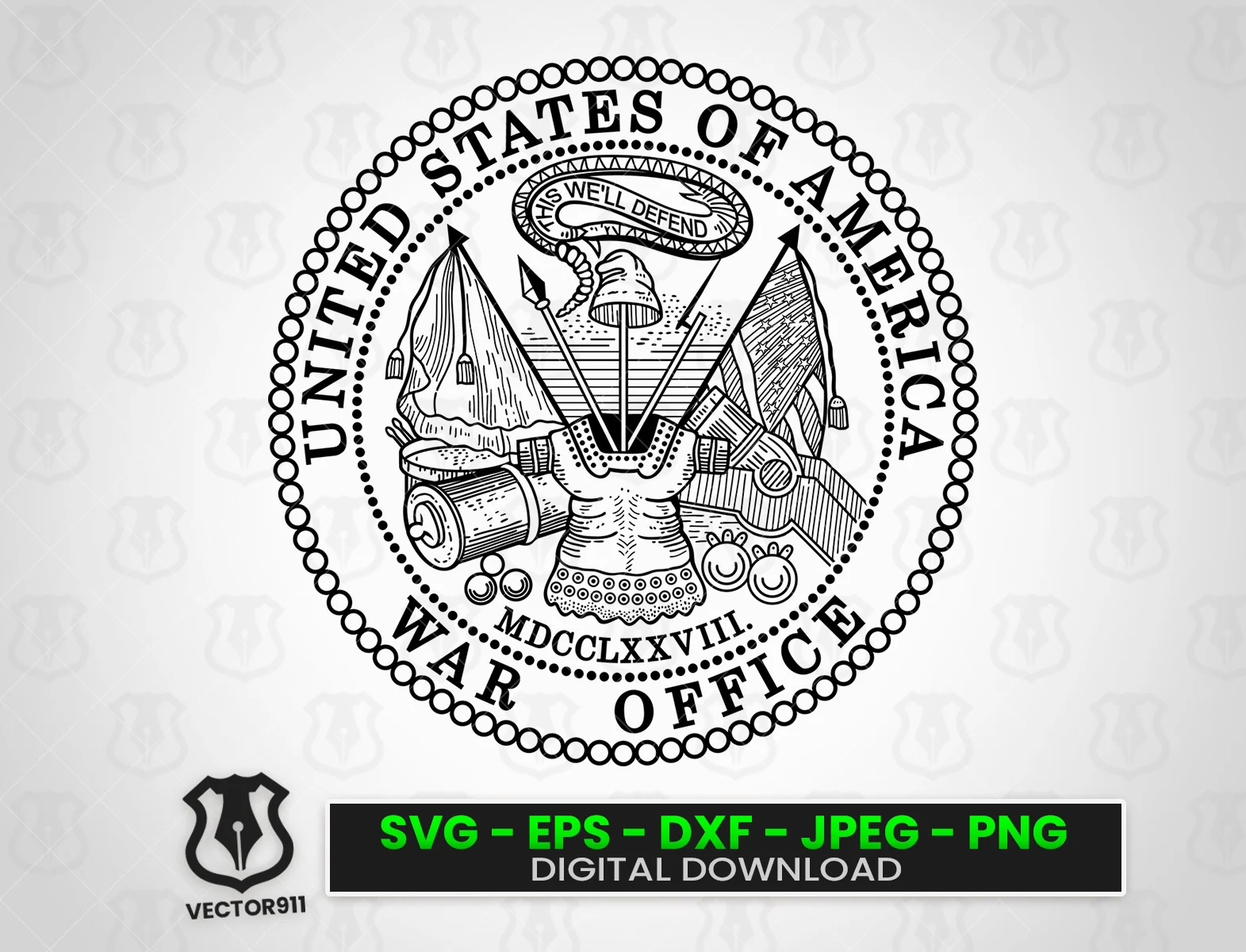 United States Department of War Office Vintage Style Seal SVG Vector ...