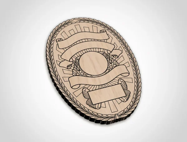 Blank Oval Shaped Police Badge With Banners v22 SVG Vector Files ...